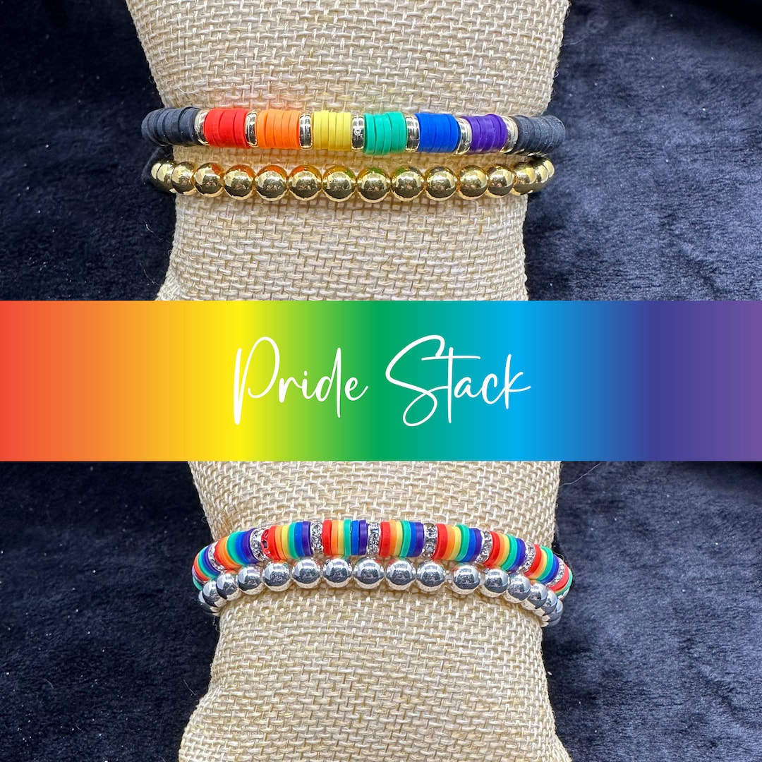 LGBTQ Pride Bracelet Gay Pride Bracelet Rainbow Bracelets Heishi Bead Bracelets Rainbow Unisex ...