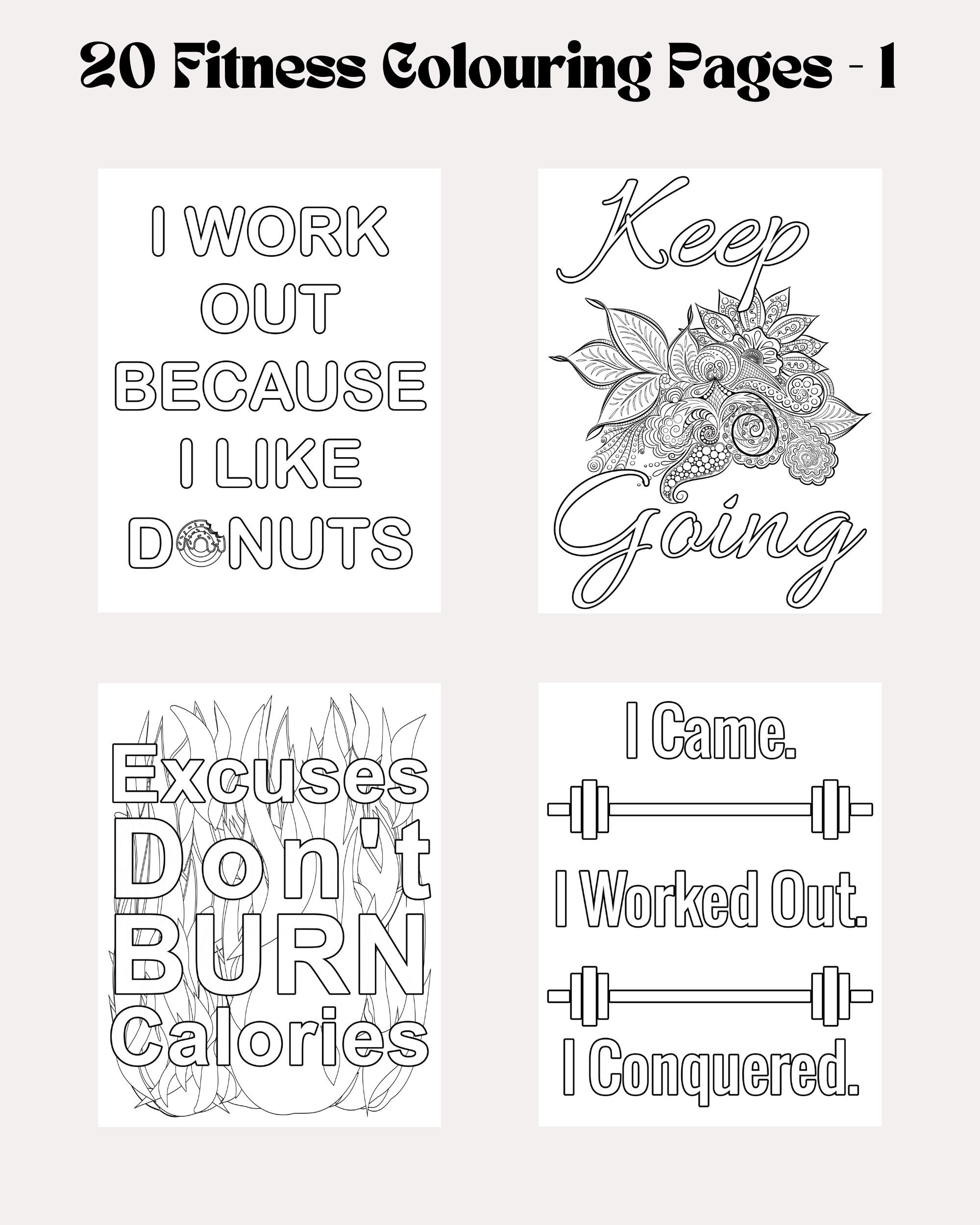 Fitness Coloring Pages 1 Printable Exercise Colouring Book - Etsy