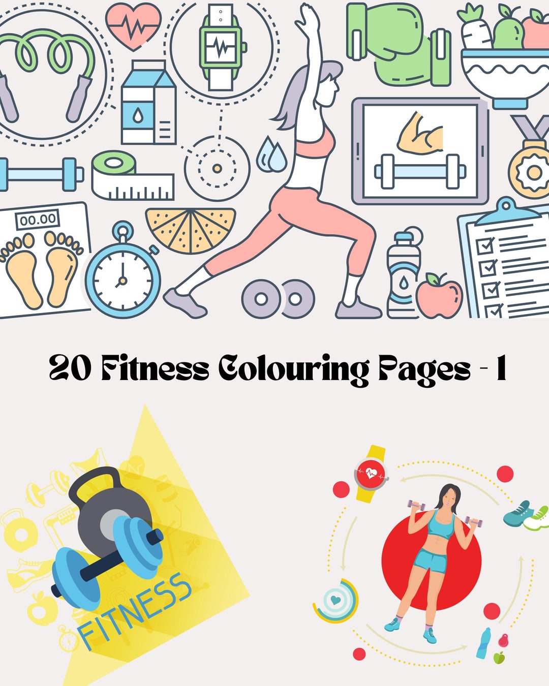 Fitness Coloring Pages 1 Printable Exercise Colouring Book - Etsy