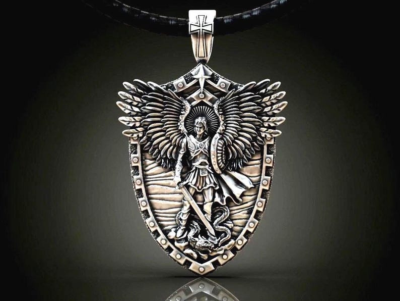 St Michael Archangel God Army Commander Orthodox Shield Pendant Silver ...