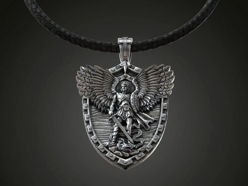 St Michael Archangel God Army Commander Orthodox Shield Pendant Silver ...