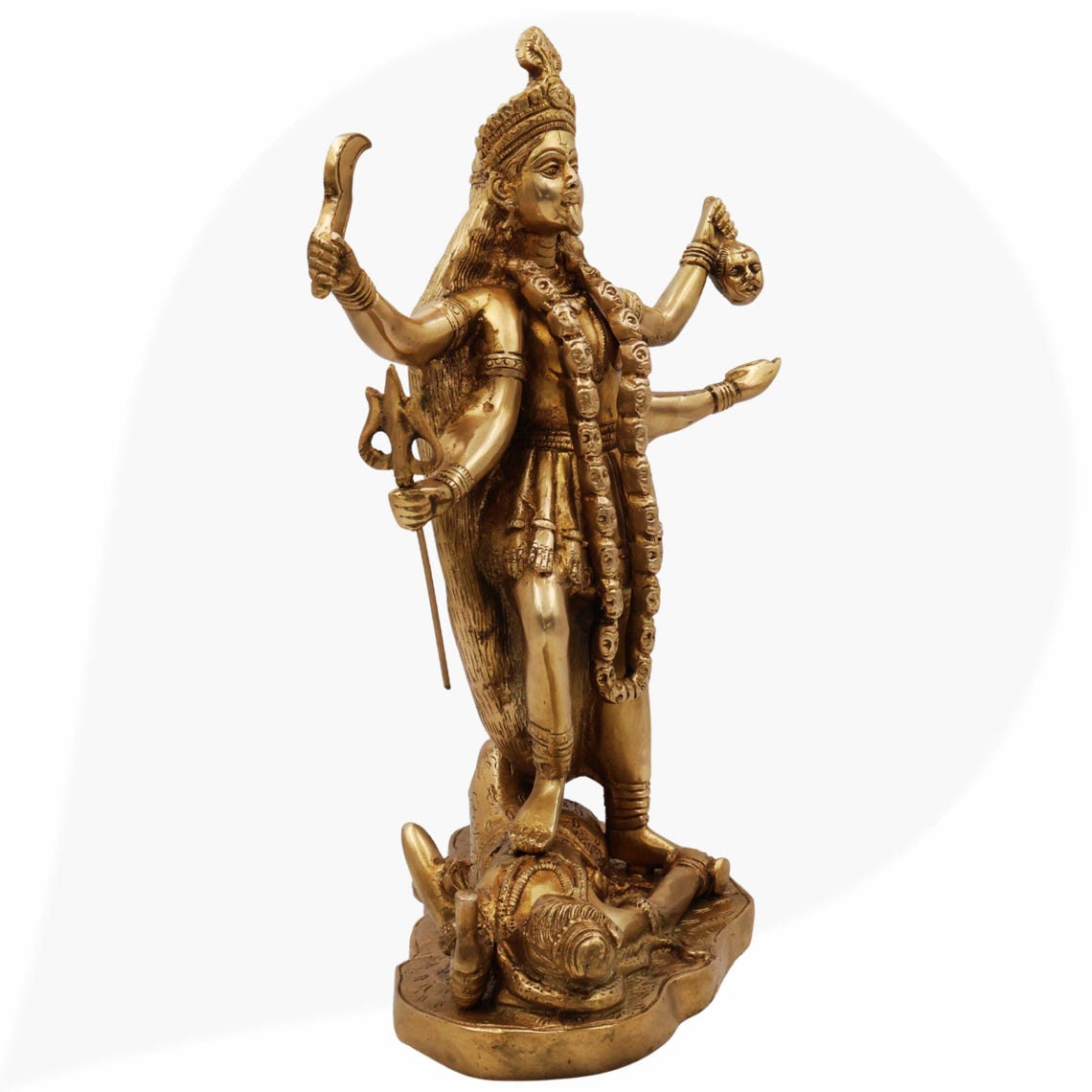 Brass Goddess Maha Kali Idol – 14'' Mahakali Statue, Durga Murti, Gold ...