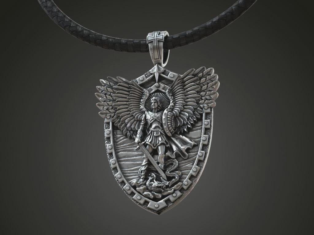 St Michael Archangel God Army Commander Orthodox Shield Pendant Silver ...