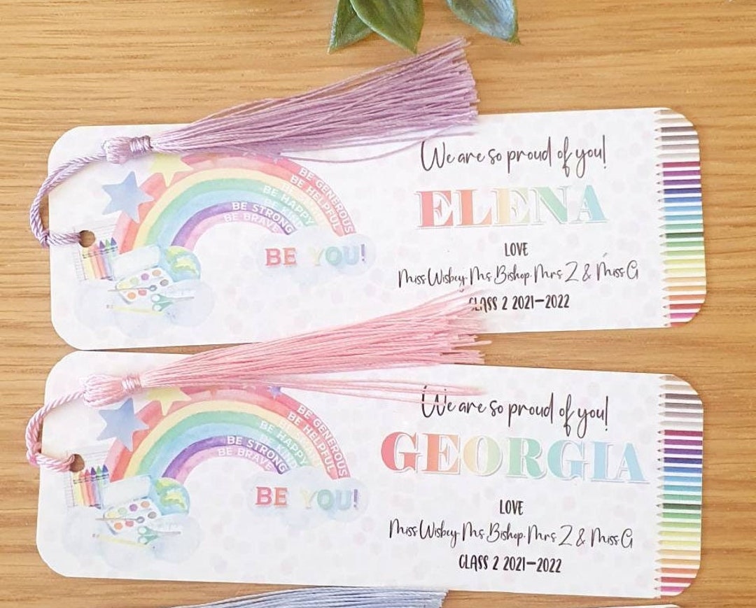 Rainbow Class Bookmark Gift Personalised Teacher Reward Childrens ...