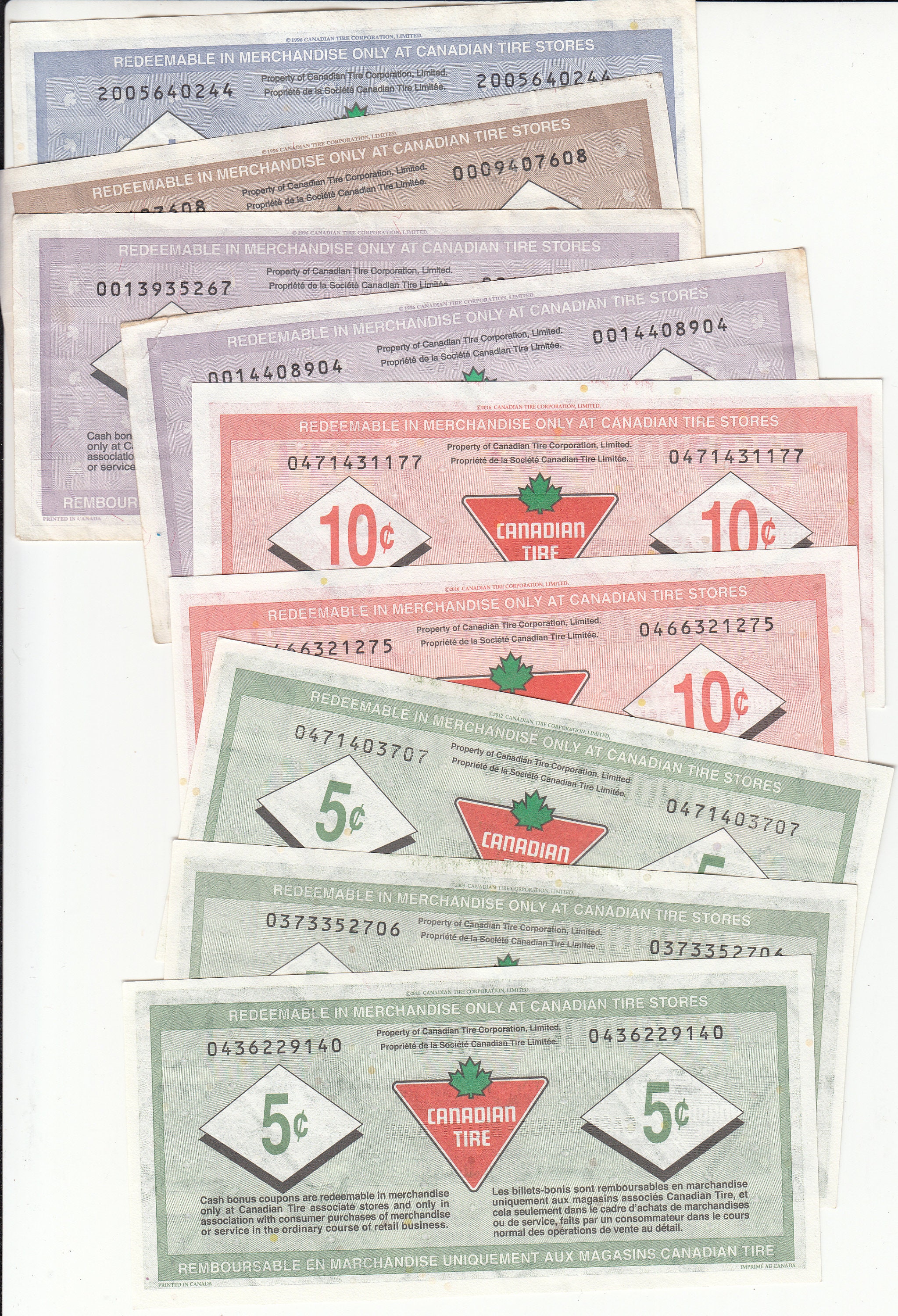 Set of 9 Canadian Tire Money Banknotes AU+ Condition - Etsy