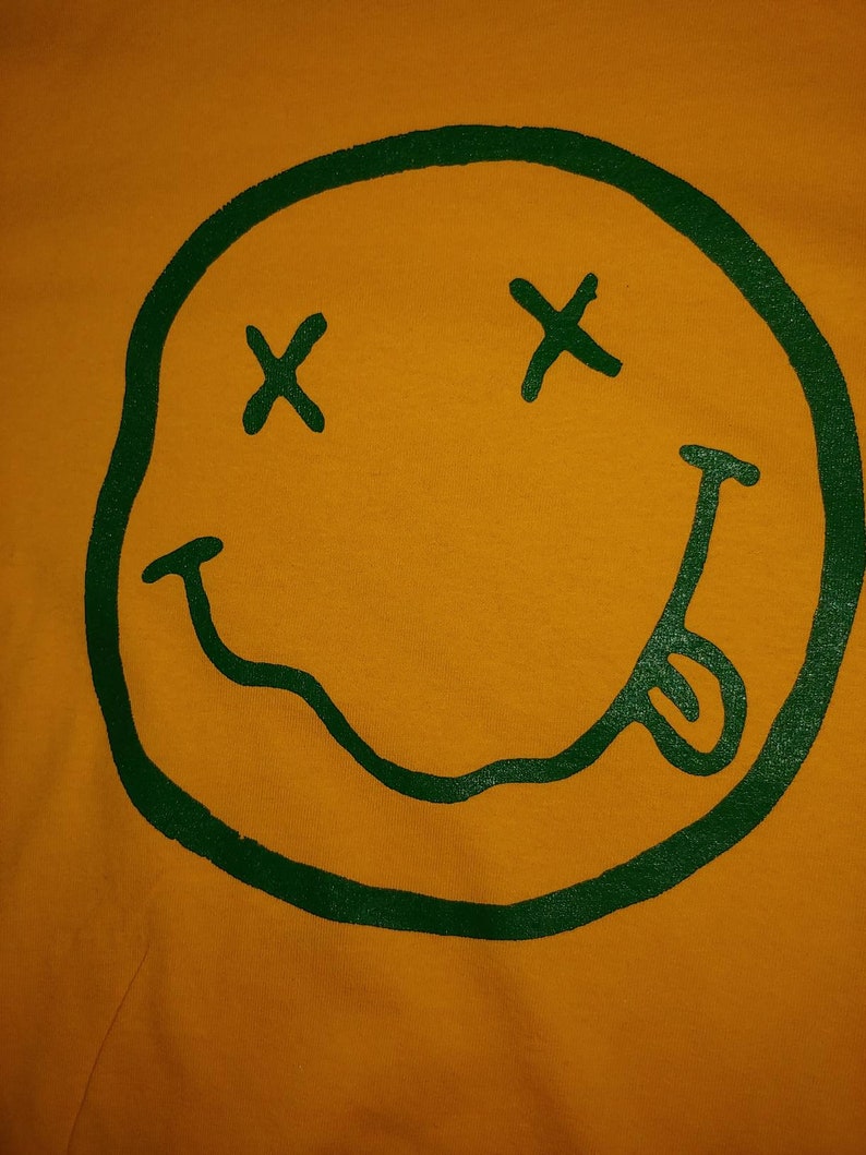 90's Retro Nirvana Smiley Face Seattle Supersonics Deep Green Image ...