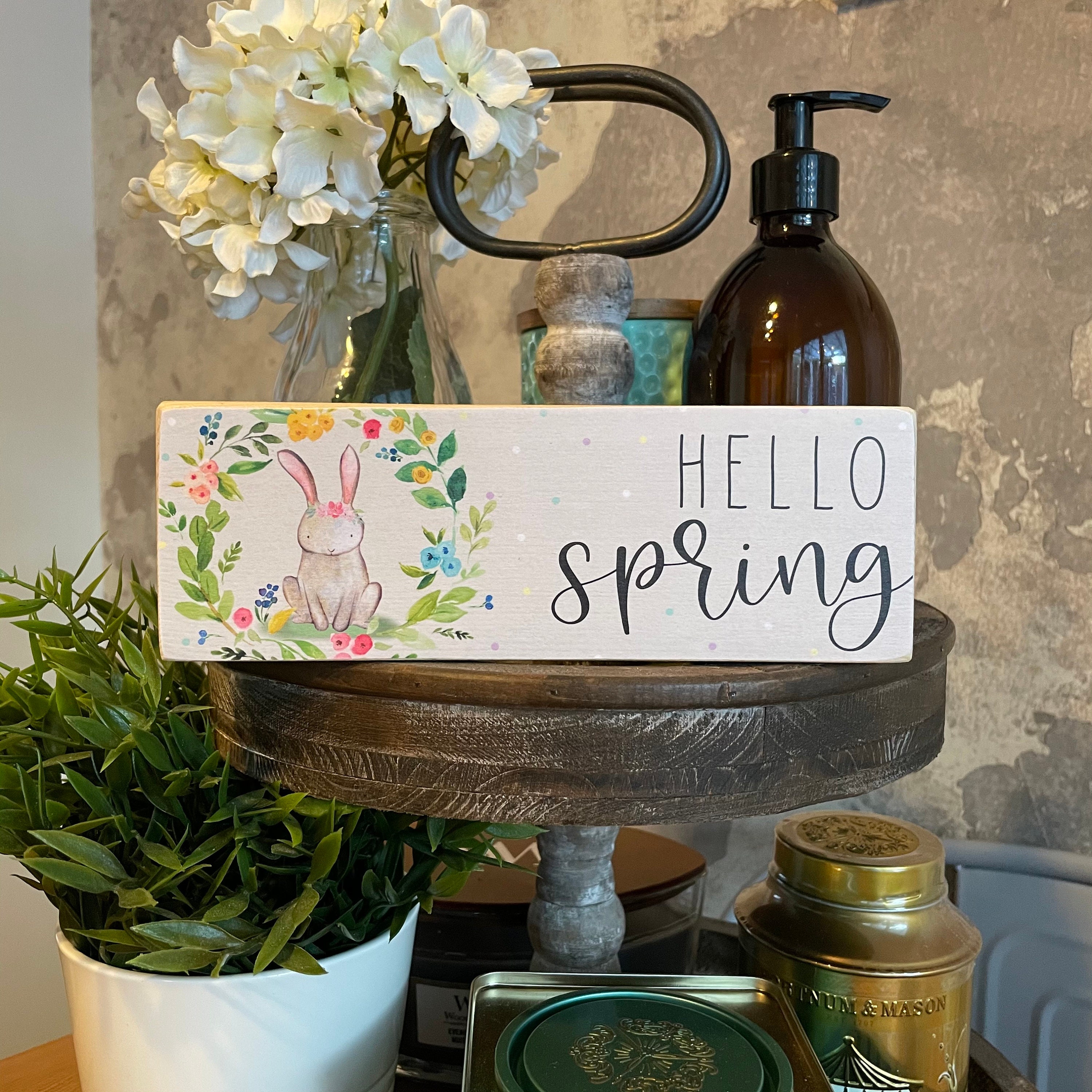 Hello Spring Sign Hello spring Plaque Spring Decor | Etsy