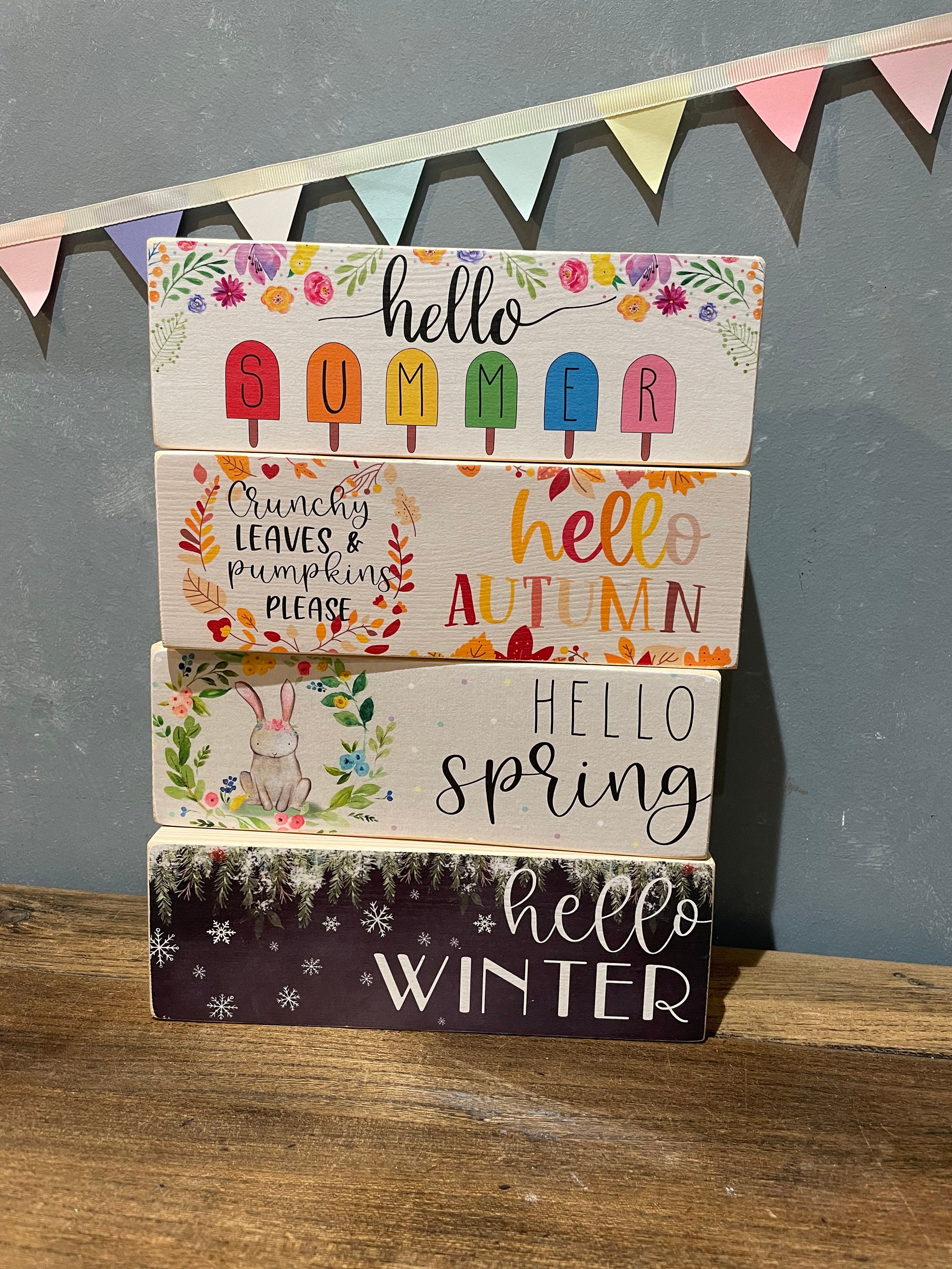 Season Decor | Hello Spring | Autumn Sign | Wreath | Hello Seasons ...
