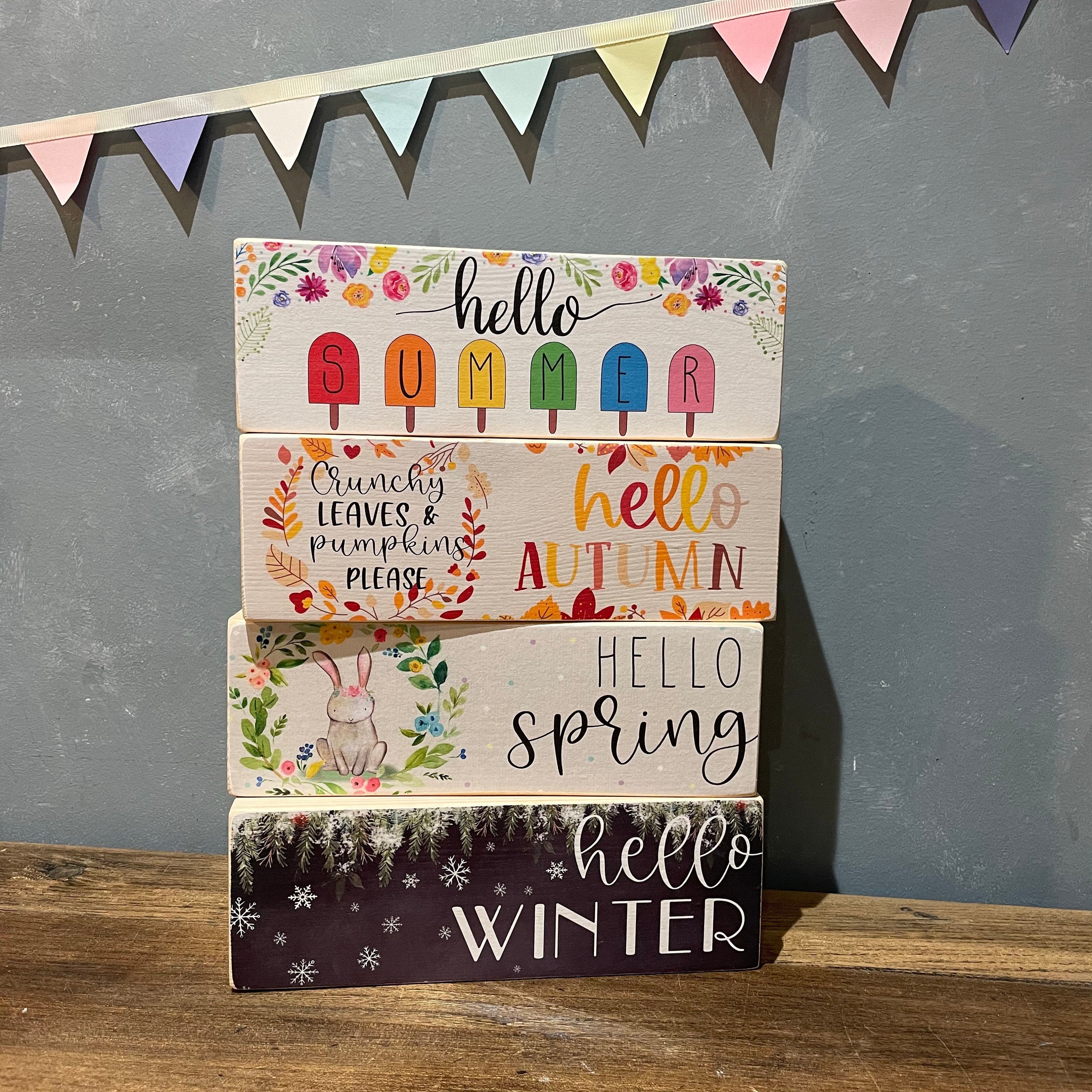 Season Decor | Hello Spring | Autumn Sign | Wreath | Hello Seasons ...