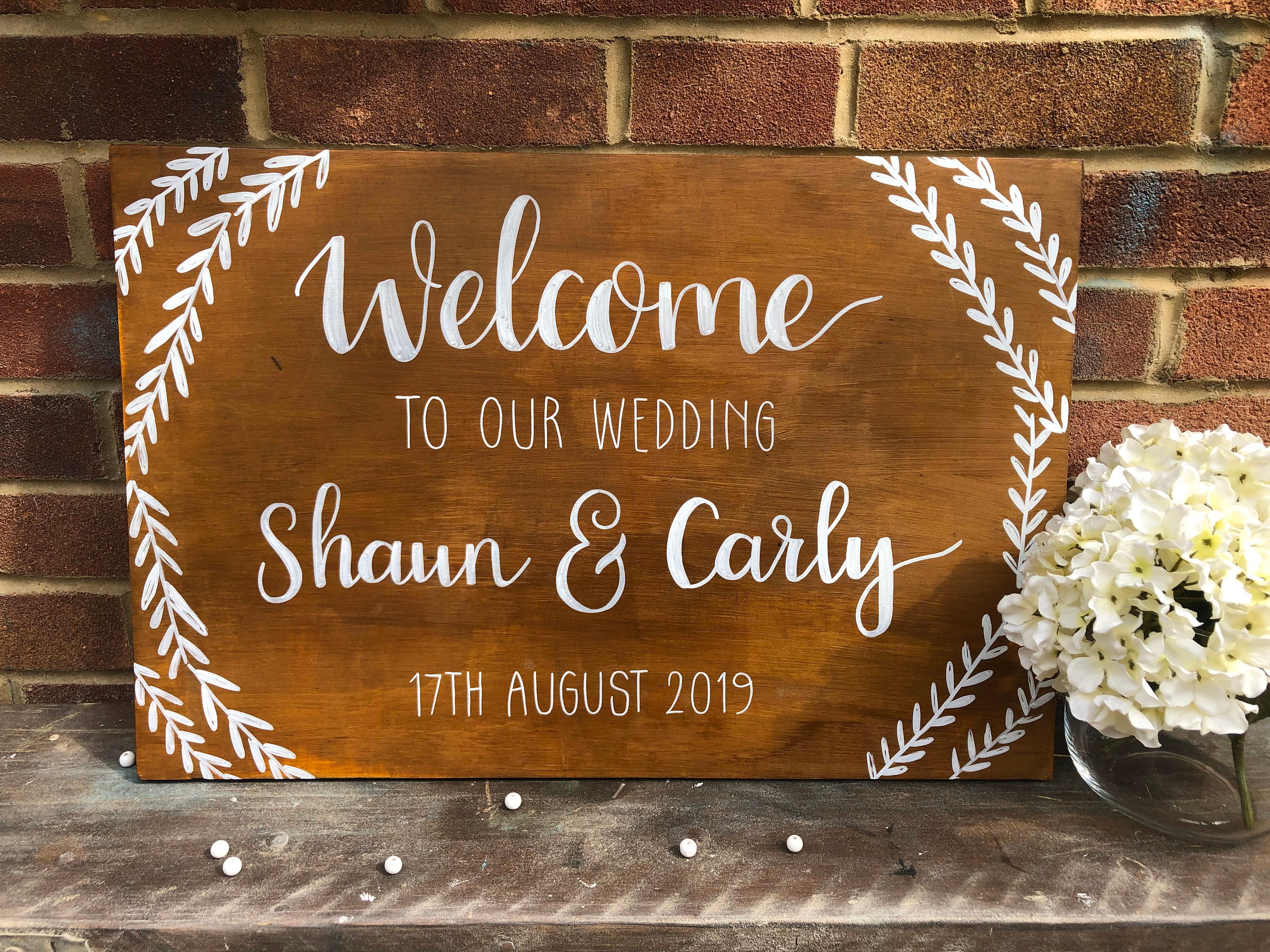 Welcome to Our Wedding Wooden Sign Personalised Wedding - Etsy