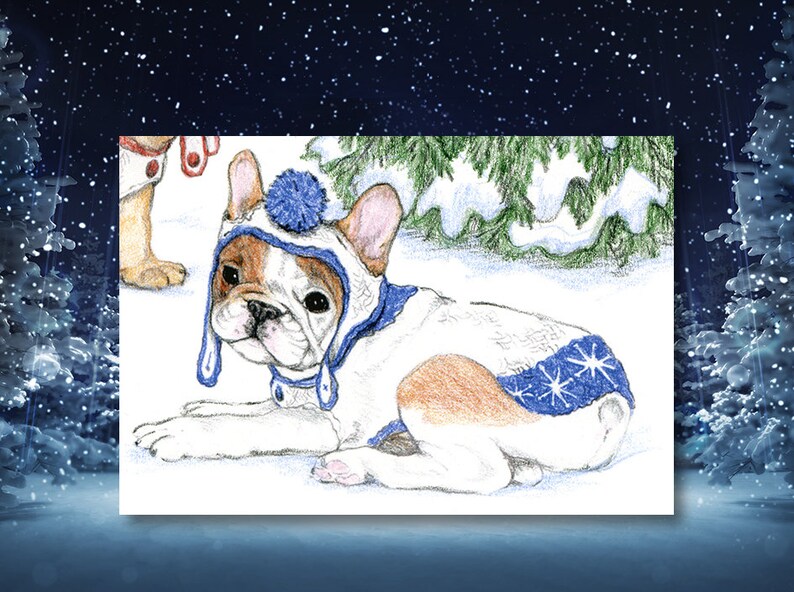French Bulldog Christmas Cards, French Bulldog Holiday Cards, Toasty ...