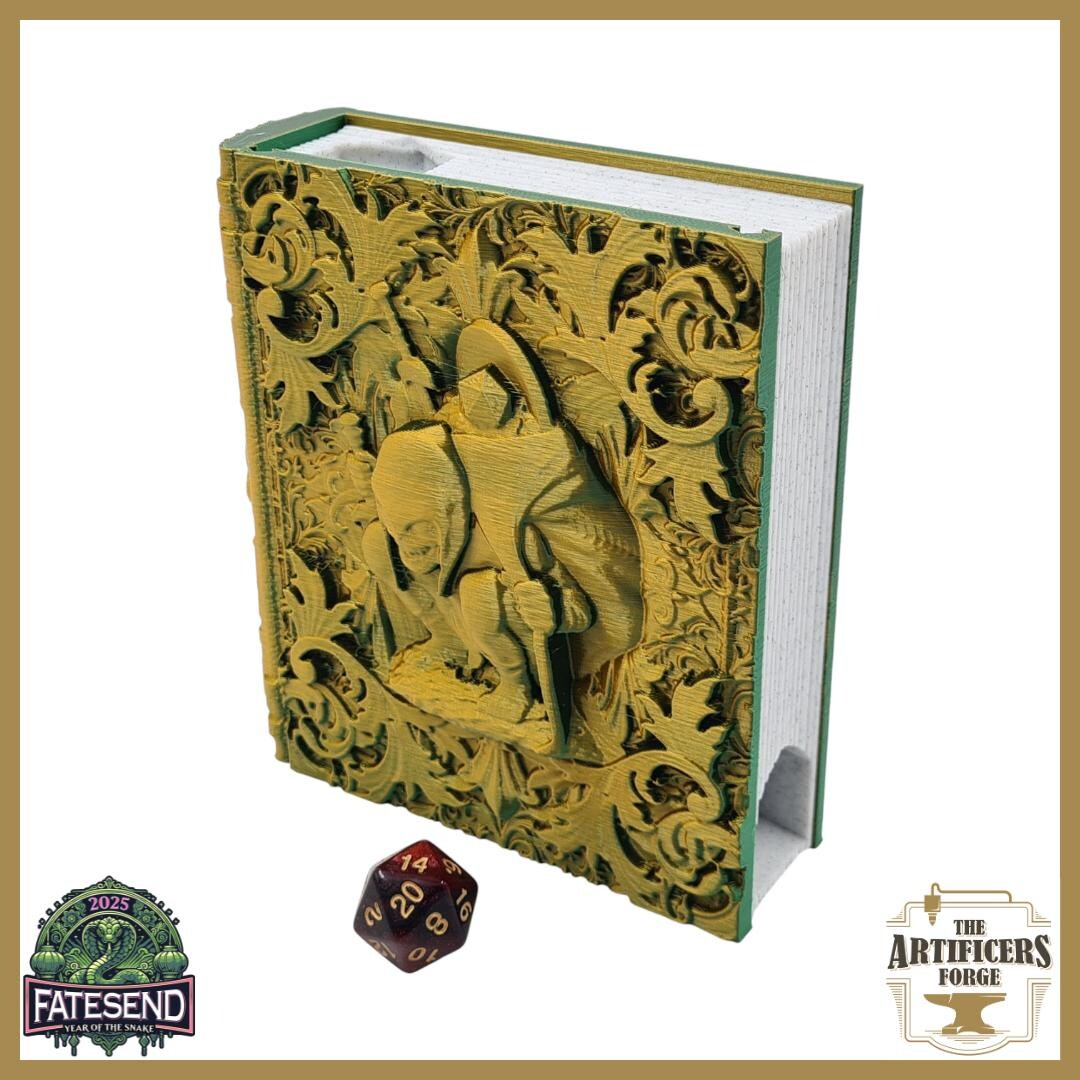 3D Printed Dice Tower | Treasure Goblin Tome With Tray and Storage - Etsy