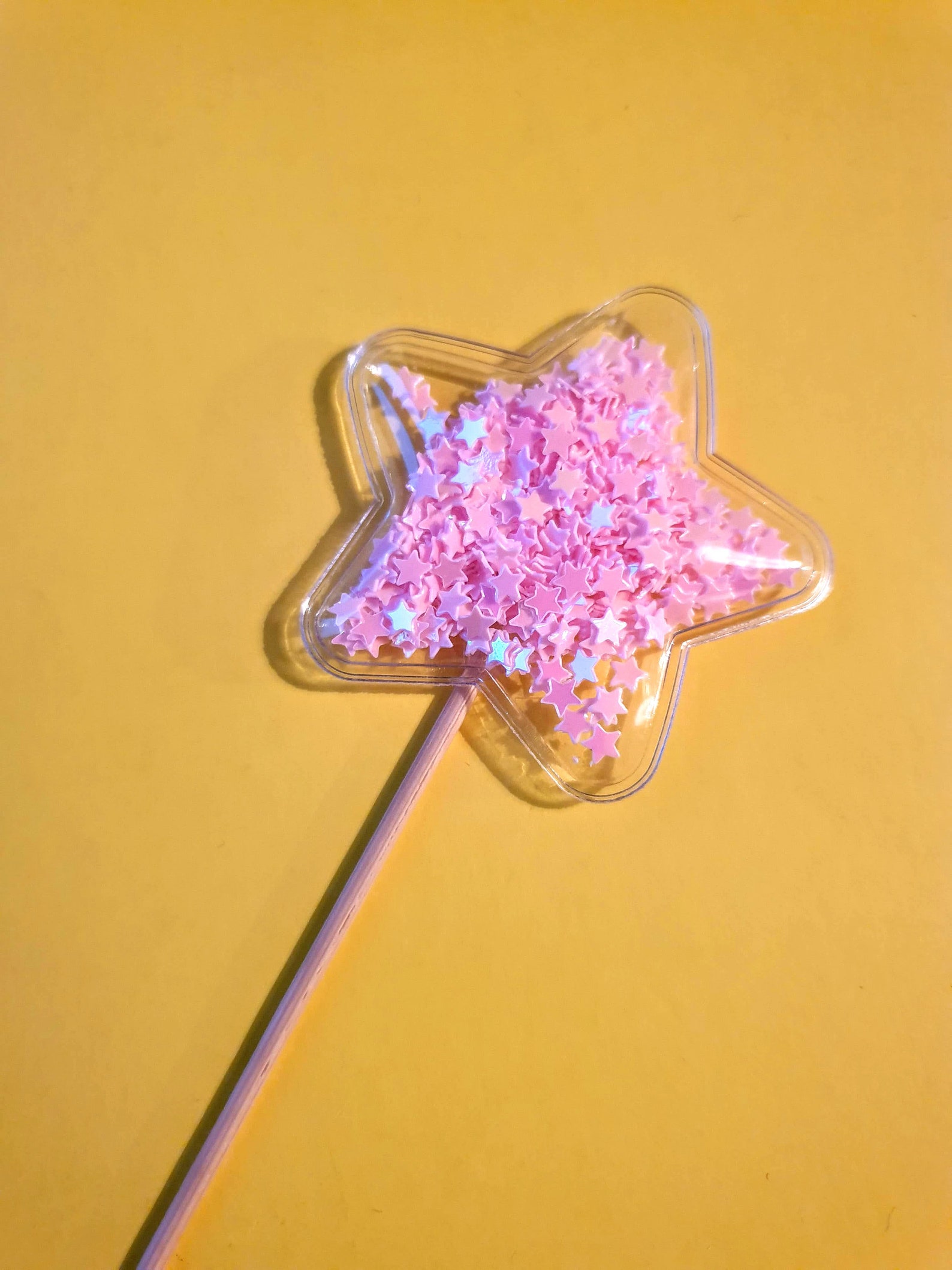 Pink Star Confetti Filled Sparkly Cake Topper for Birthday or - Etsy