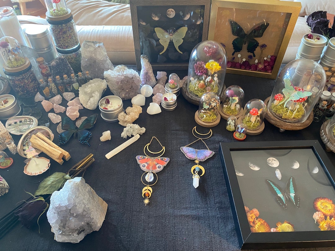 Mystery Boxes, Luna Moth Terrariums, Shadow Boxes, Candles, Crystals ...
