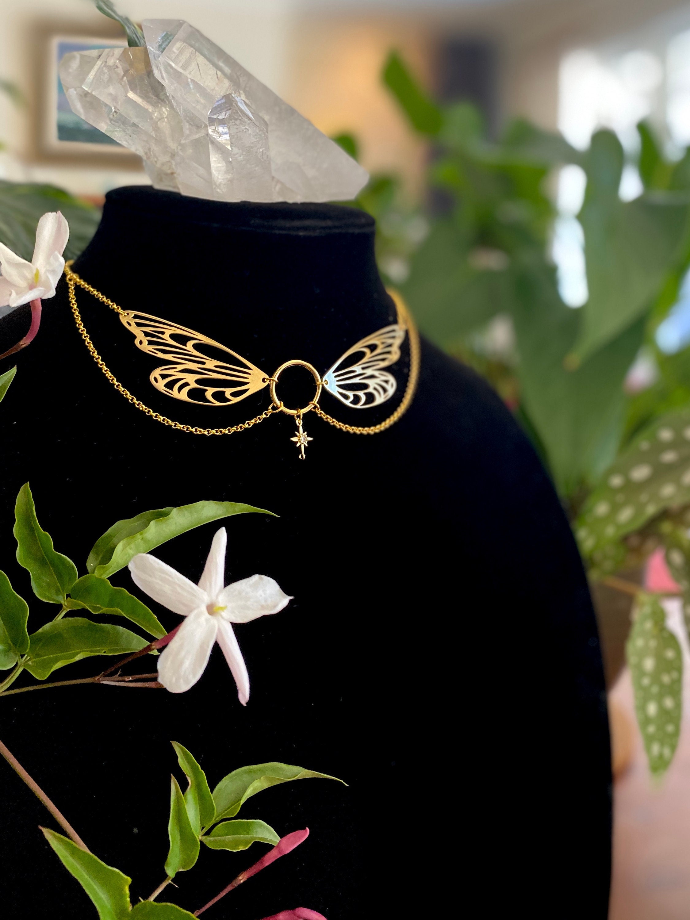 Angel Wing Choker, Hypoallergenic, Fairy Jewelry - Etsy