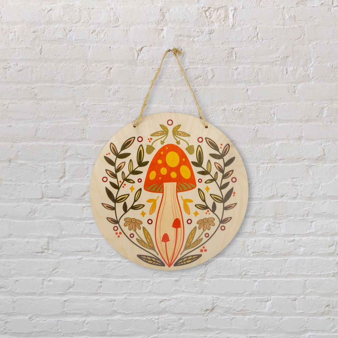 Mushroom Sign, Vintage Decor, Wooden Mushroom Sign, Kitchen Sign, Magic ...