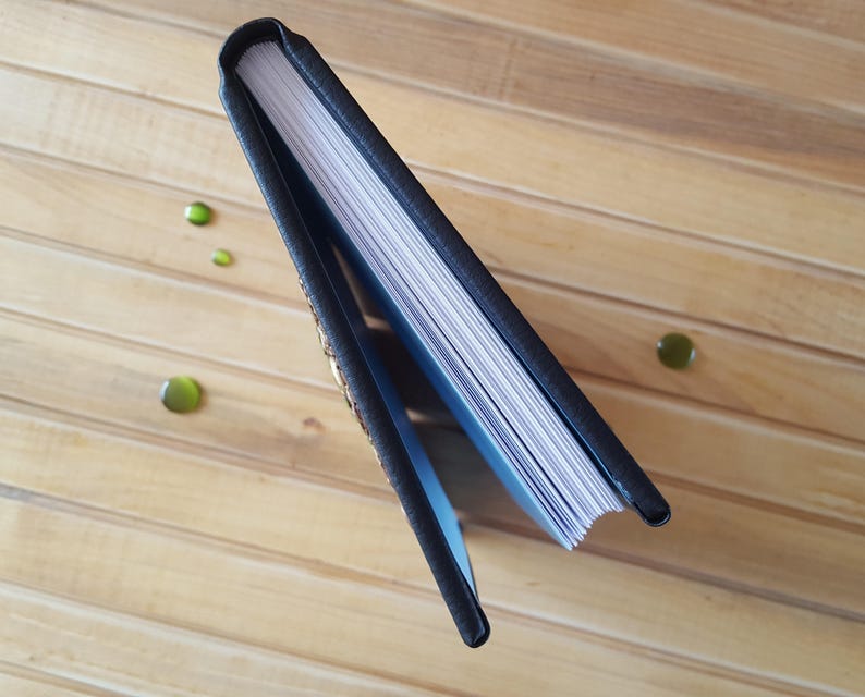 Time Book / Gold Clock Notebook / Black Leather Writing Journal / Guest ...