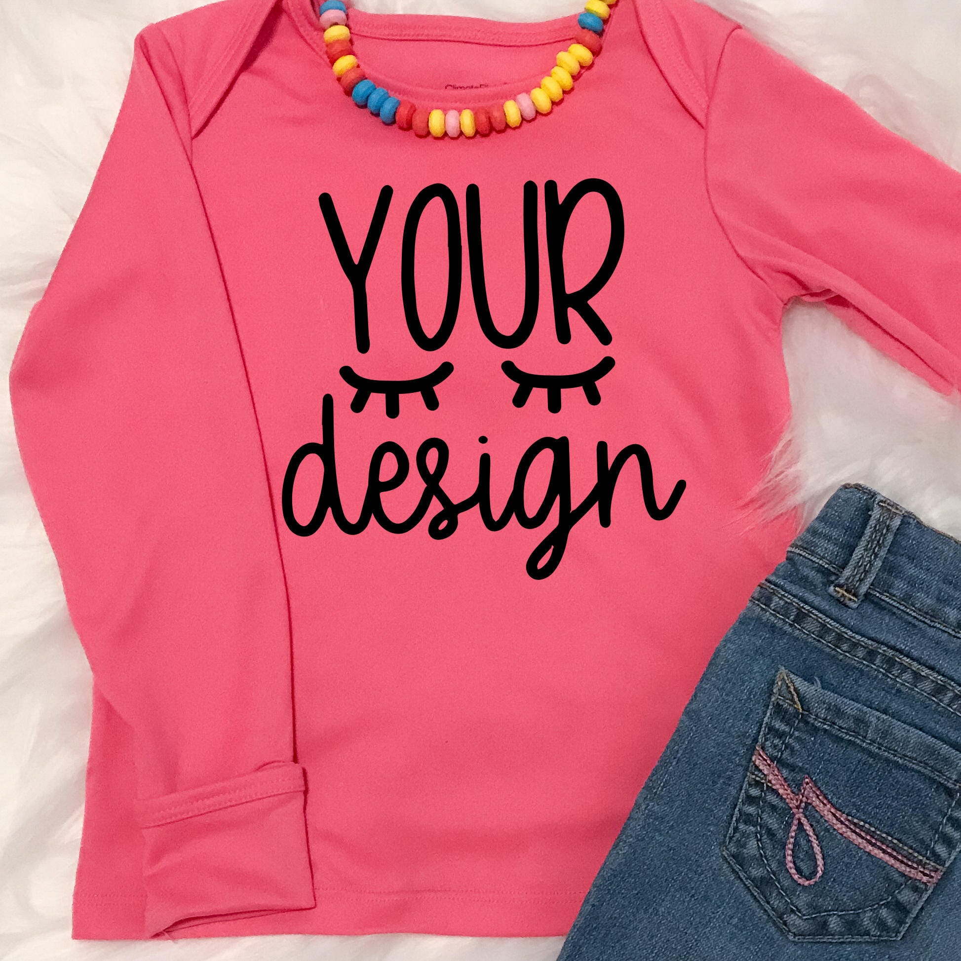 Long Sleeve Pink T-shirt, Your Design Here, Mock Up, Mockup, Styled ...