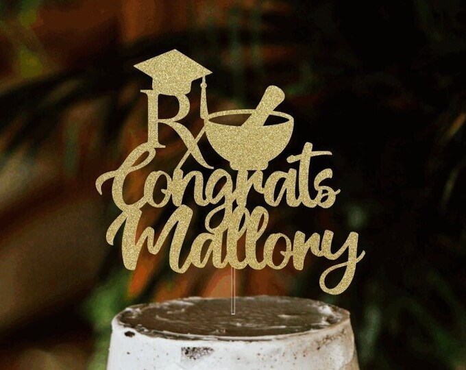 Custom Pharmacist Graduation Cake Topper With Congrats Grad Cap ...