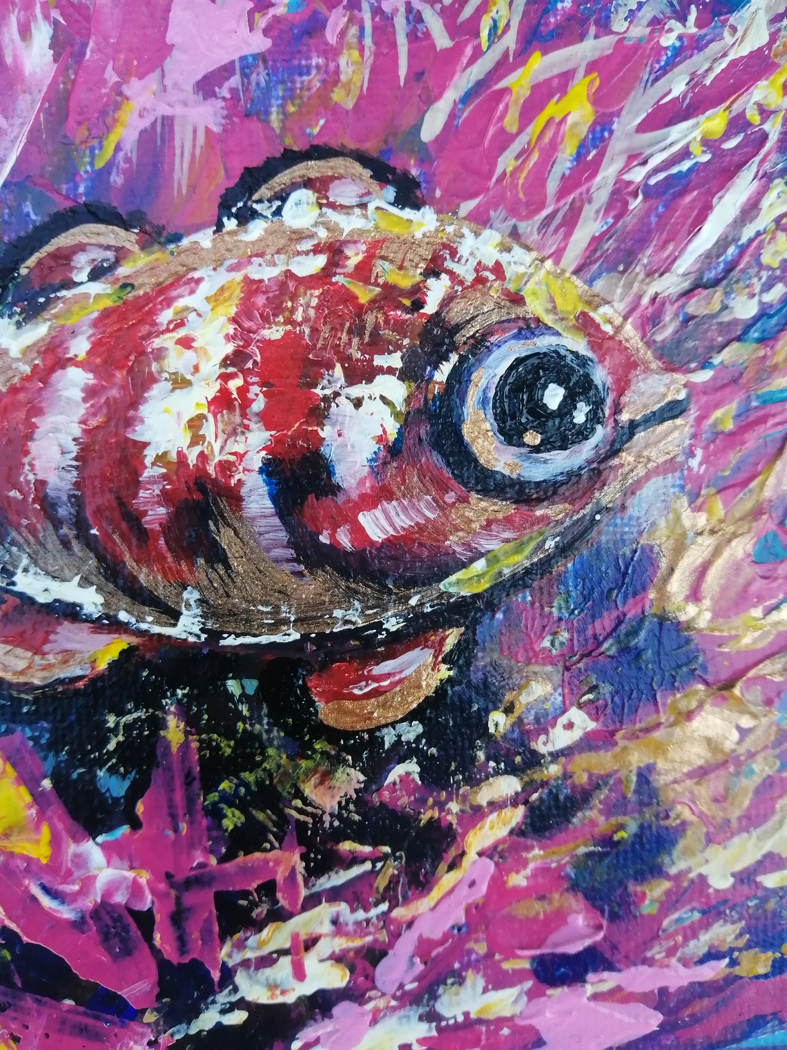 Original Painting Fish in the Ocean / Painting Underwater World Acrylic ...