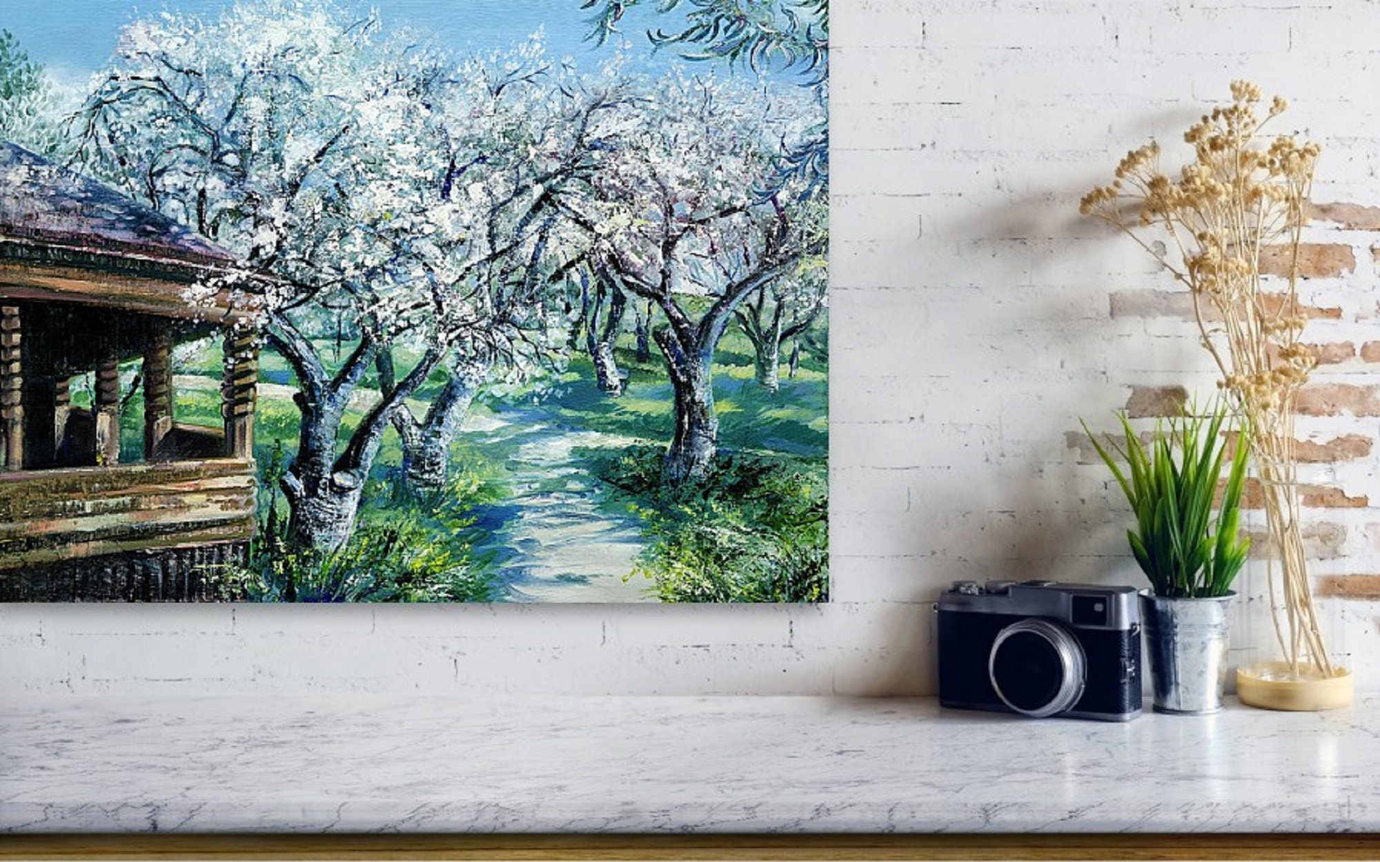 Original Painting Spring Garden / Flowering Trees Art / Oil on - Etsy