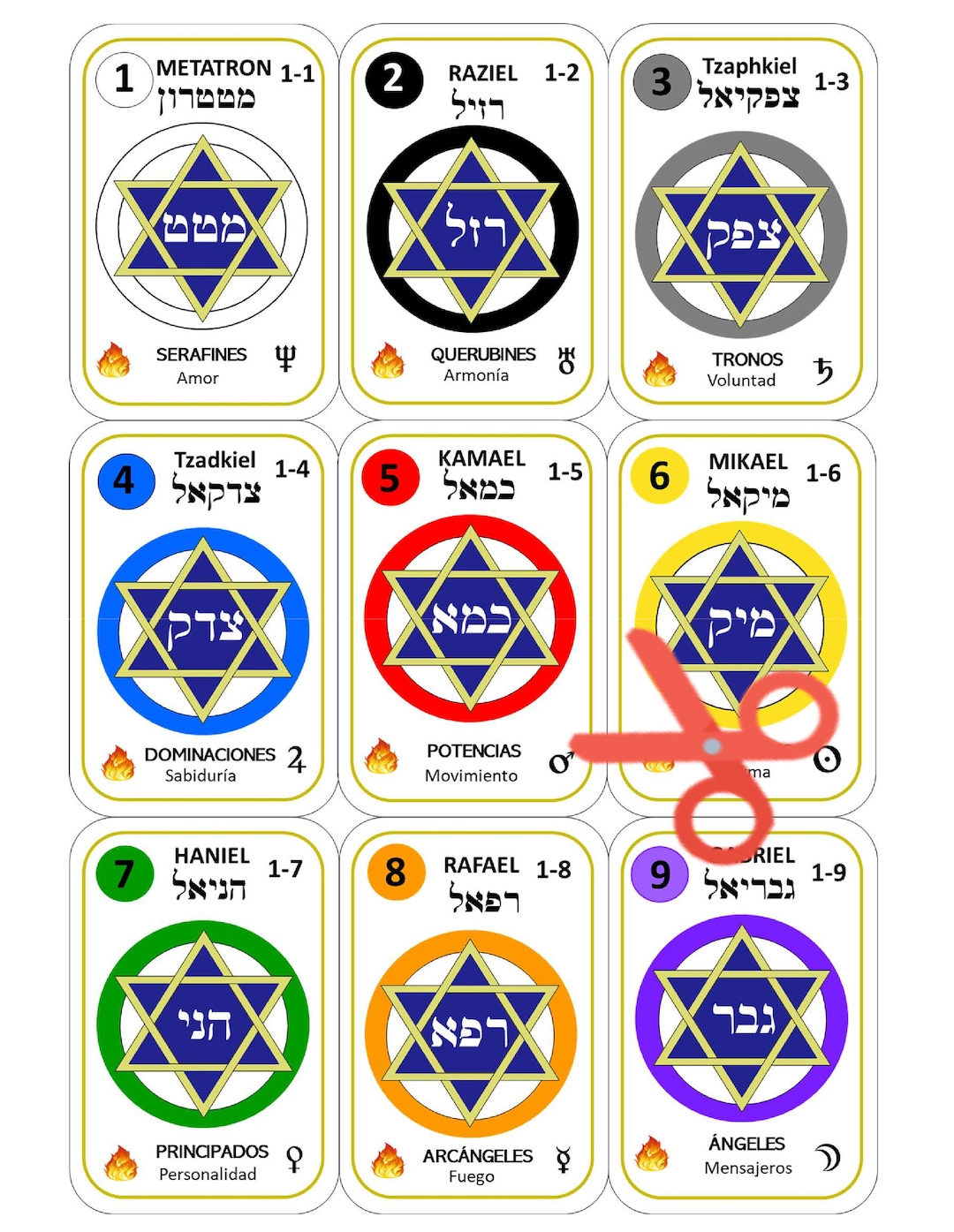 Cards With the 72 Names of God/learn Easily by Playing/educational Material by Sonia Hidalgo ...