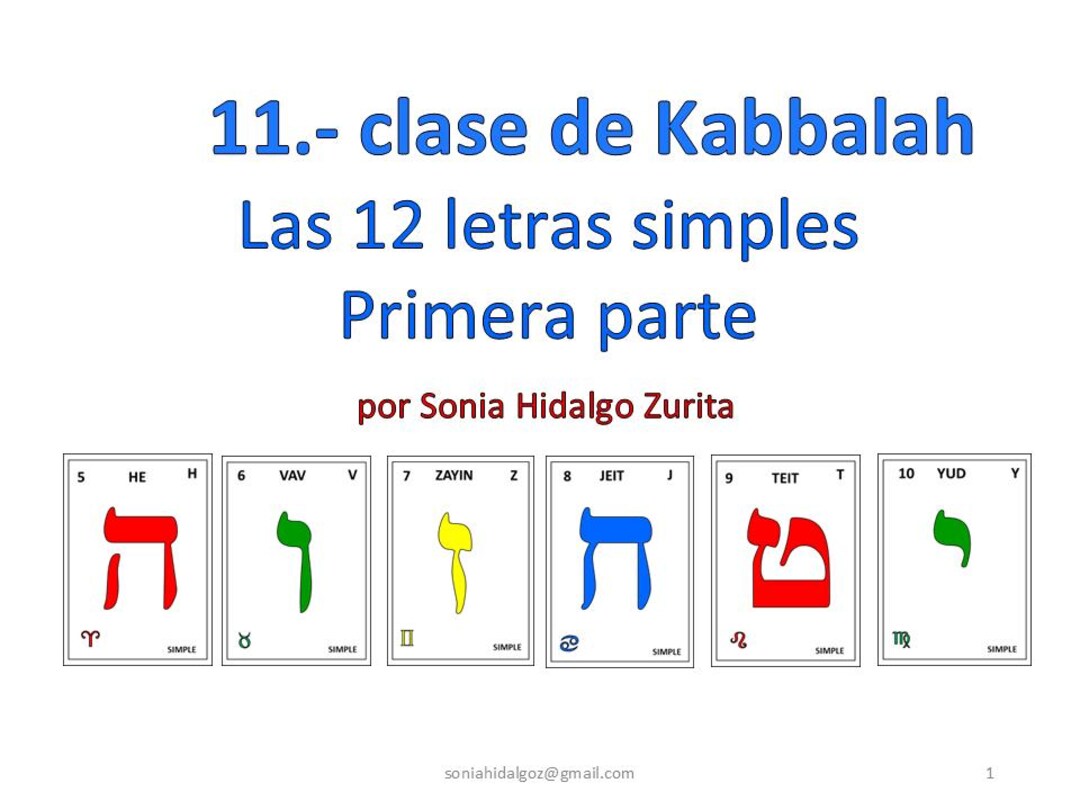 Kabbalah Lesson 11 by Sonia Hidalgo Zurita. the 12 Simple Letters, Part ...