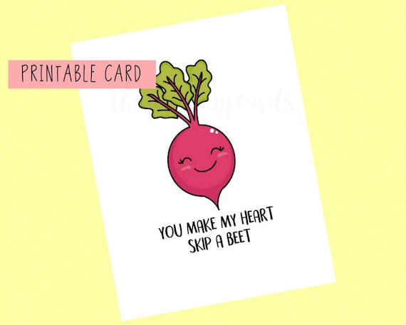 You Make My Heart Skip A Beet Valentines Day Card | Etsy