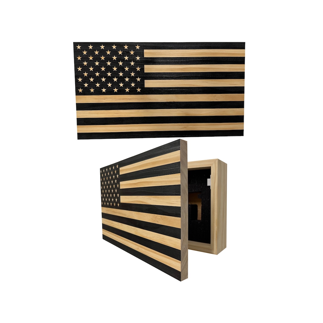 American Flag Gun Cabinet, Decorative, Secure, Wall-mounted Gun Safe ...