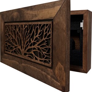 Wood Gun Cabinet Birds in A Tree Wall Decoration - Hidden Gun Safe to ...