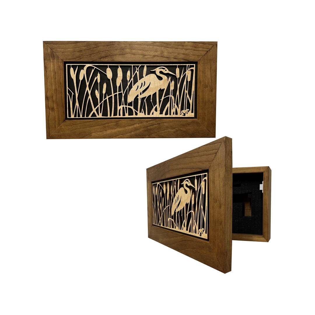 Bellewood Designs Decorative Gun Safe Heron in Cattails Wall-mounted ...