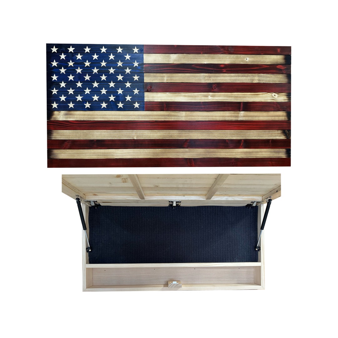 Large American Flag Hidden Gun Storage Cabinet (red and Blue) by ...