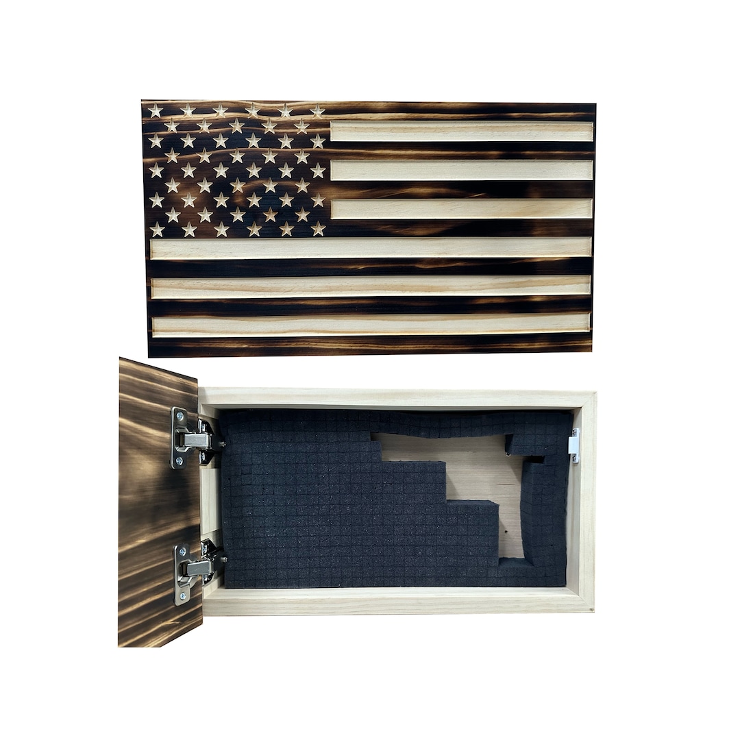 Burnt American Flag Hidden Gun Storage Cabinet, Concealed Gun Storage ...