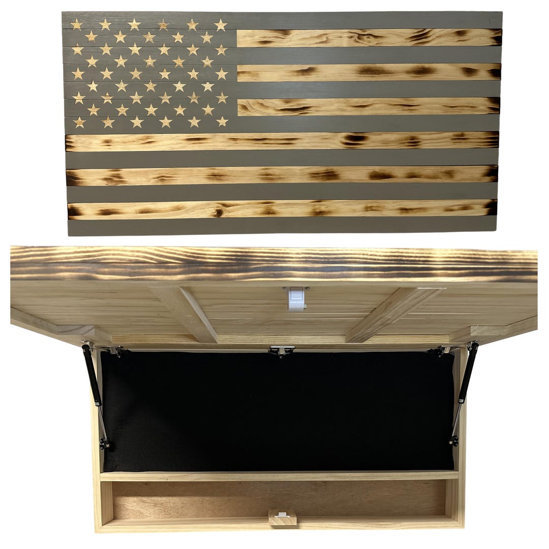 Classic Burnt & Gray Wood American Flag Gun Storage Cabinet by ...