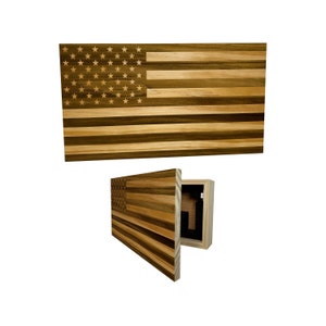 American Flag Hidden Gun Storage, Secure Concealed Gun Cabinet natural ...