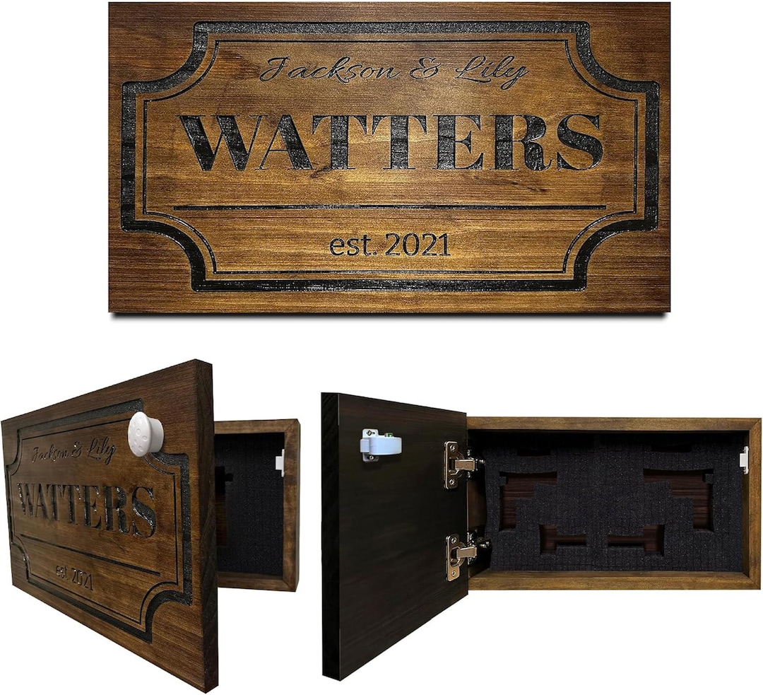 Customizable Hidden Gun Storage Wall Decor Safe With Family Name & Est ...
