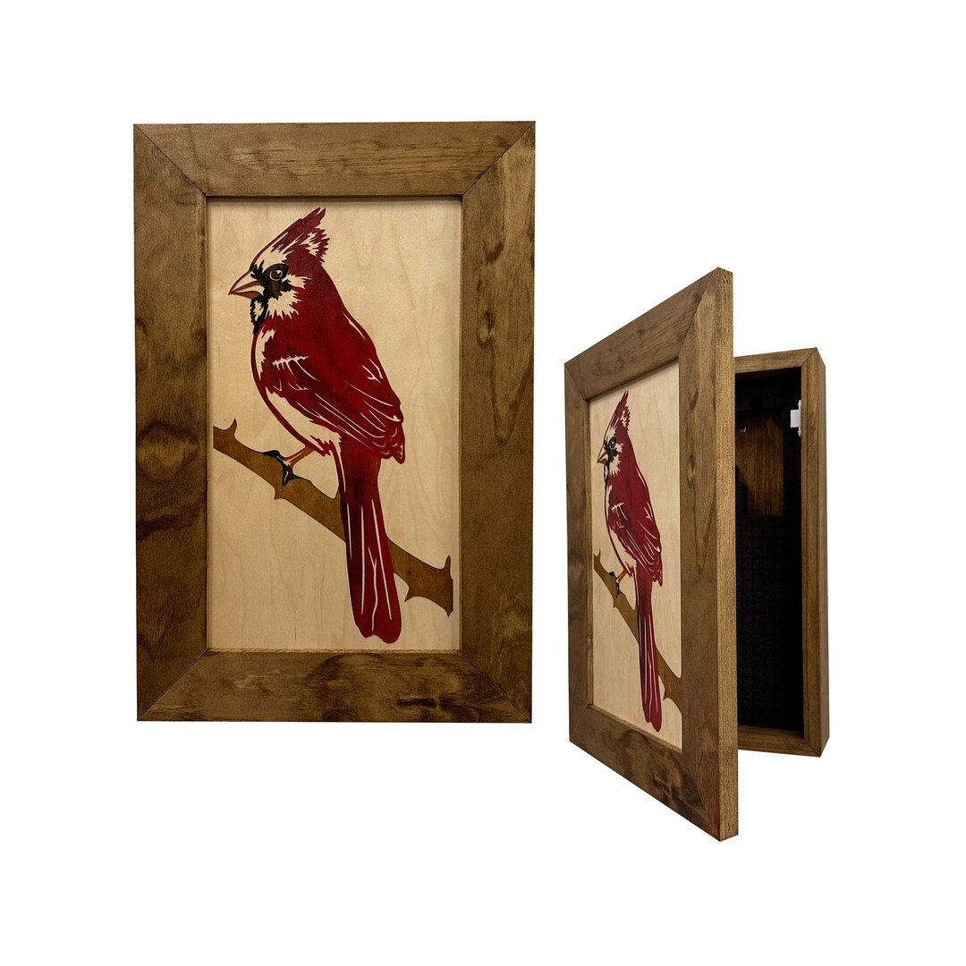 Decorative Hidden Gun Cabinet Red Cardinal Bird Wall Art - Secure ...