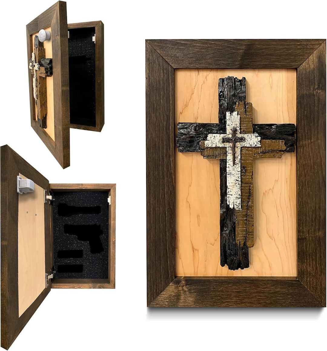 Concealed Furniture Gun Safe Layered Cross Wall Decoration by Bellewood ...