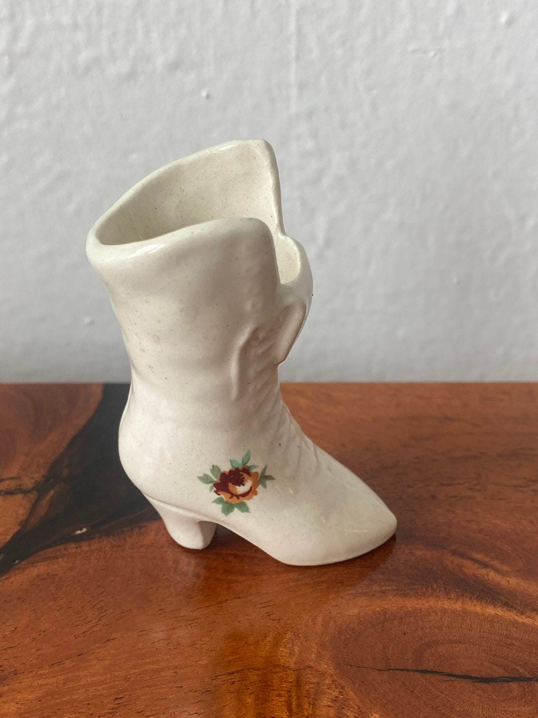Miniature White Porcelain Victorian Boot Figurine With Rose - Etsy