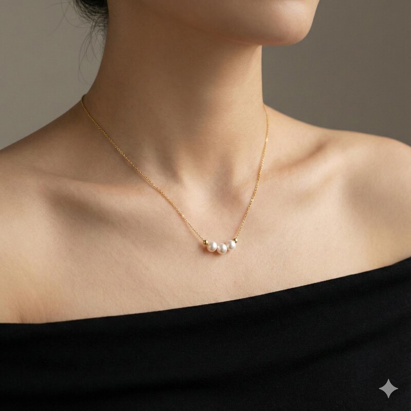 Three Pearl Necklace - Etsy