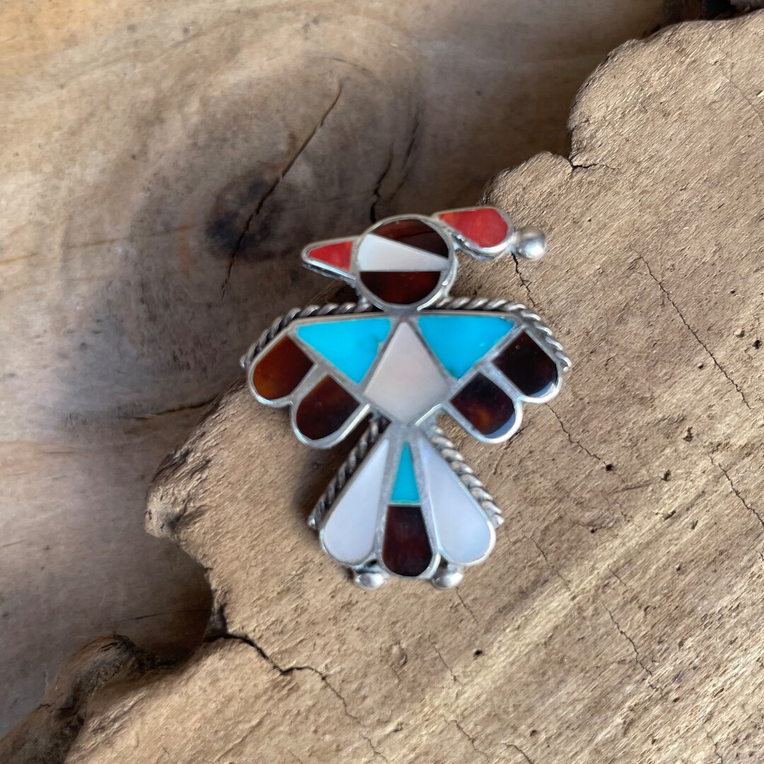 Vintage Peyote Bird Pin Native American Zuni Multi Stone Inlay ...