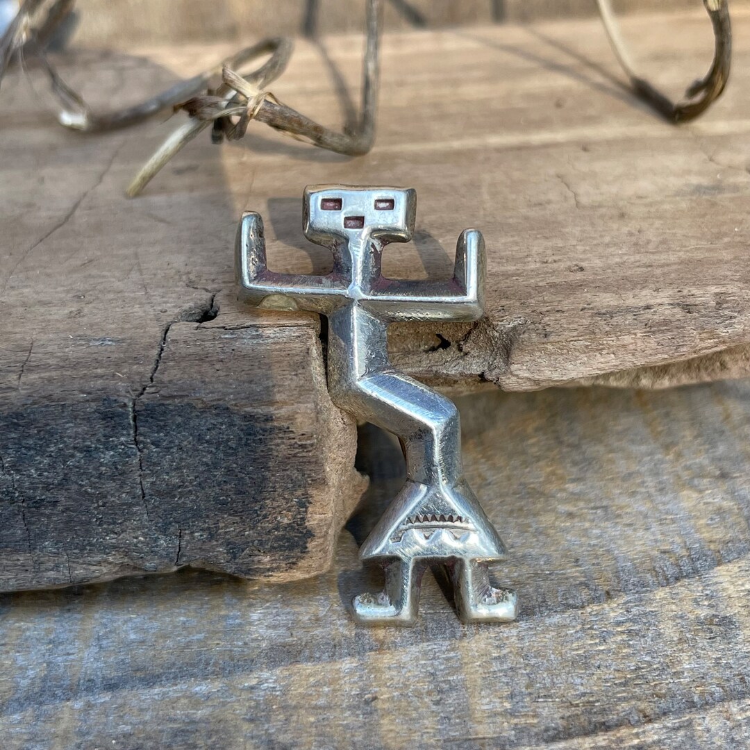 Vintage FJ Signed Navajo Sterling Silver Kachina Totem Pin | Felix Joe ...