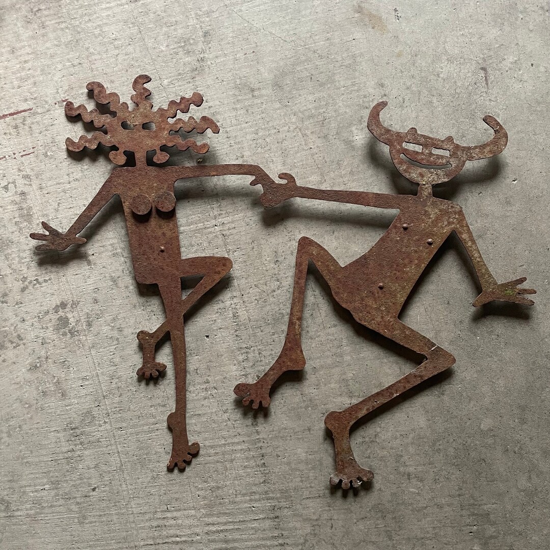 Rustic 'n Rusty Iron Wall Sculpture Yard Art Swing-dancing Couple ...