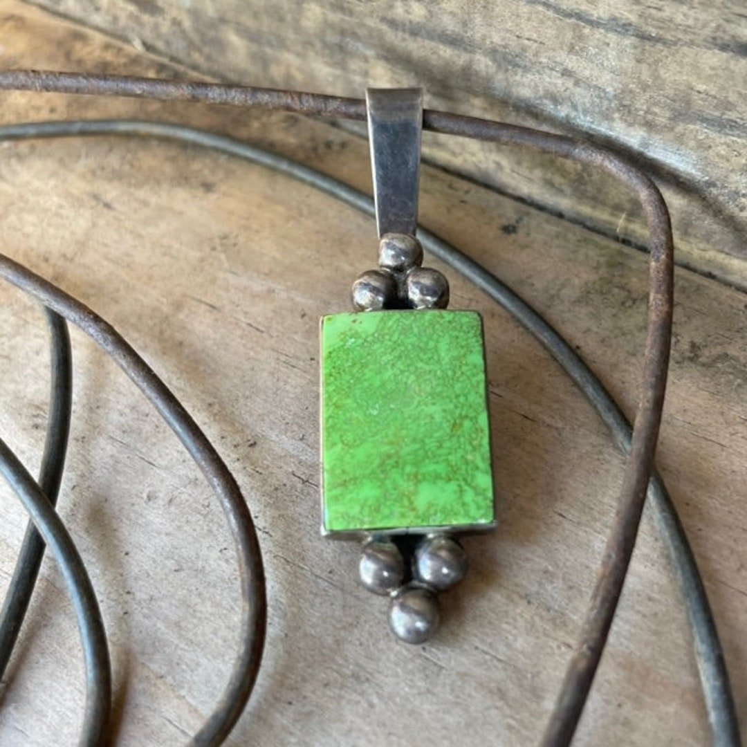 RARE Vintage Pendant A.cadman Gaspeite & Sterling Silver Navajo Native ...