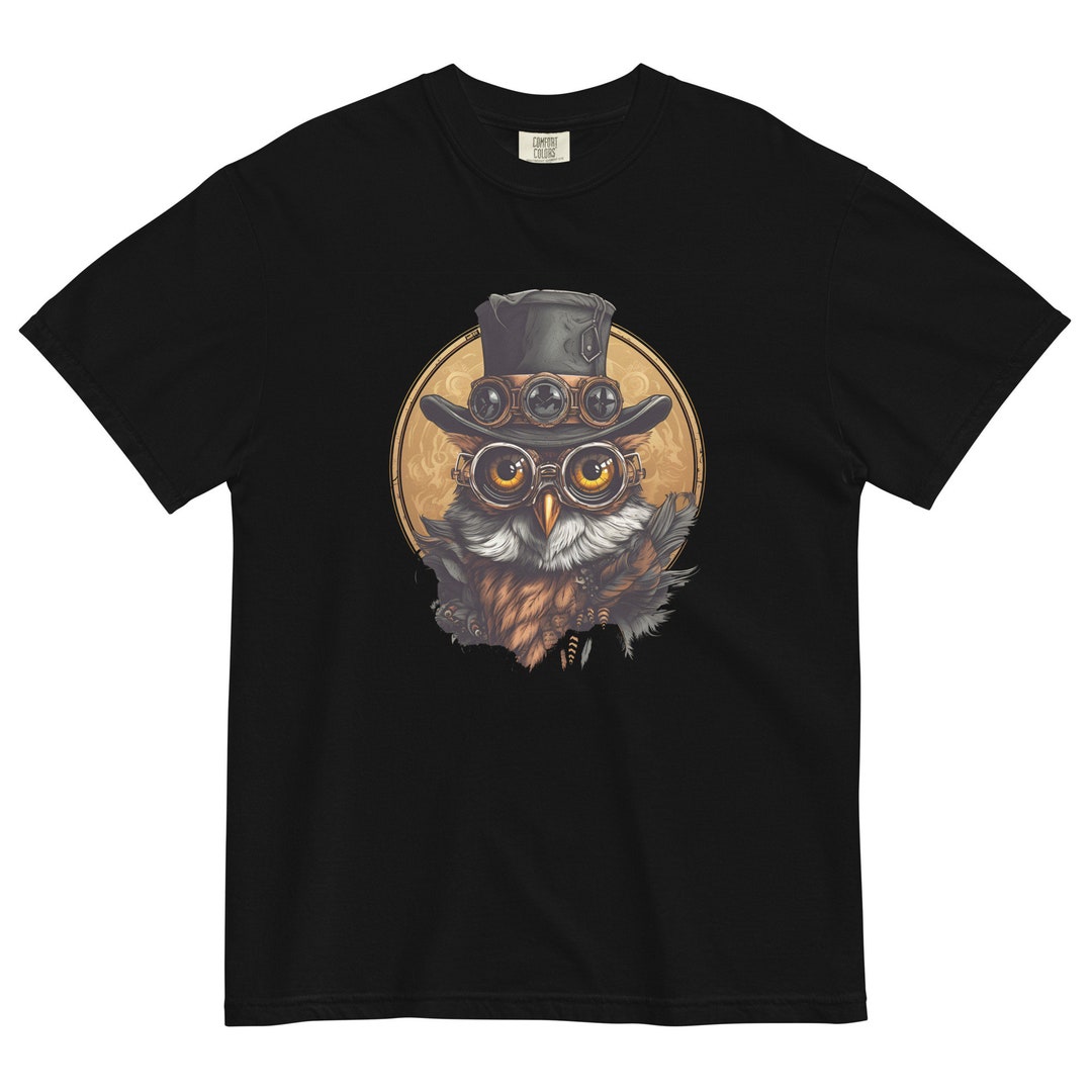Steampunk Cyberpunk Science Fiction Professor Owl Unisex Garment-dyed ...