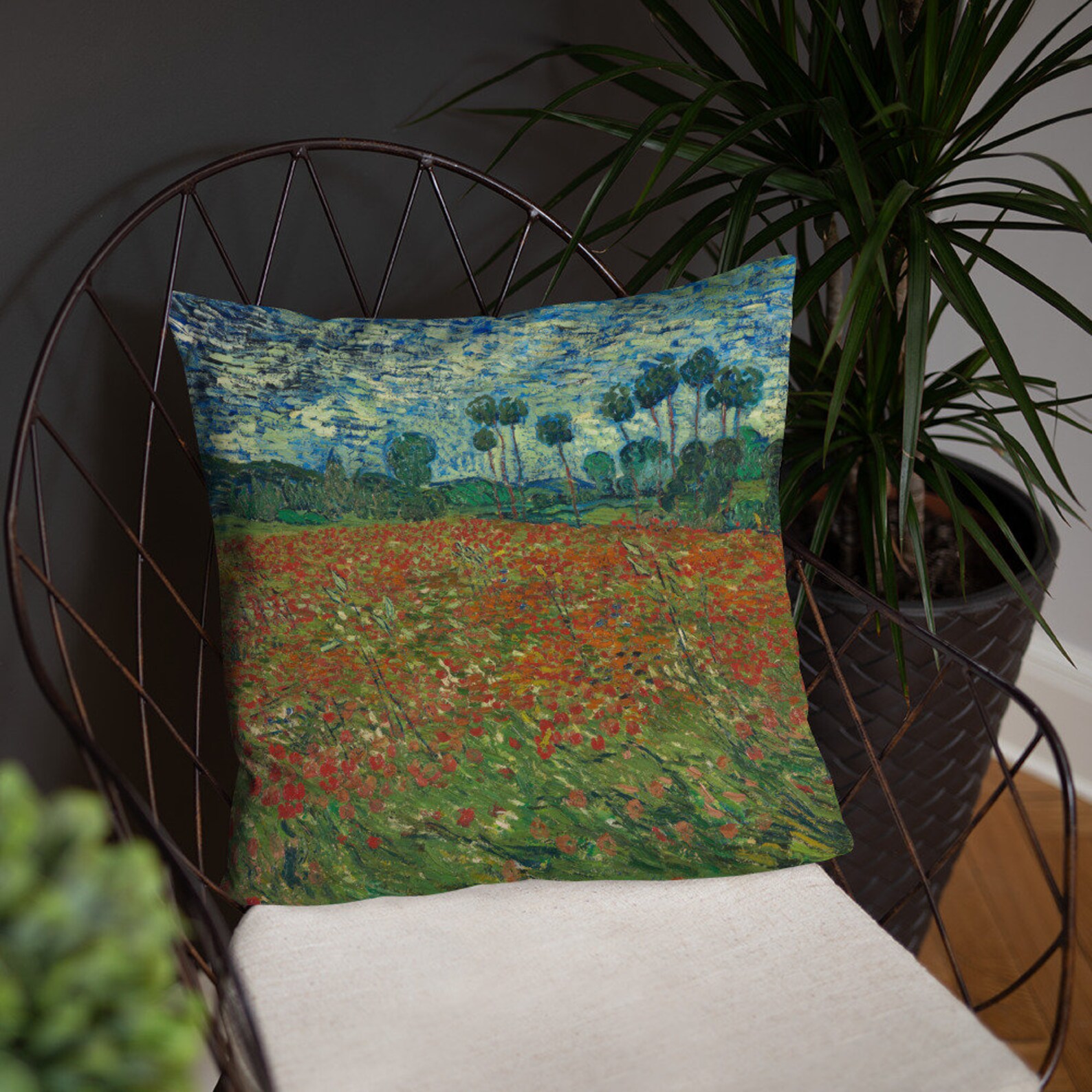 3-field With Poppies Basic Pillow - Etsy