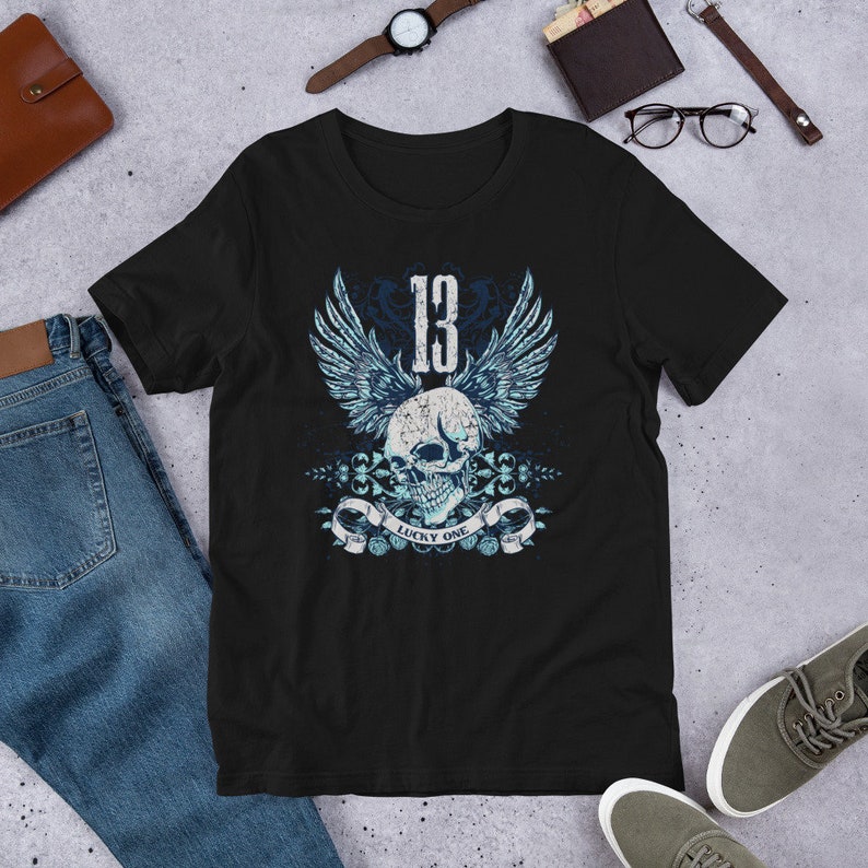 Lucky Thirteen Flying Winged Skull Party Graphics Grunge Lucky 13 Years ...
