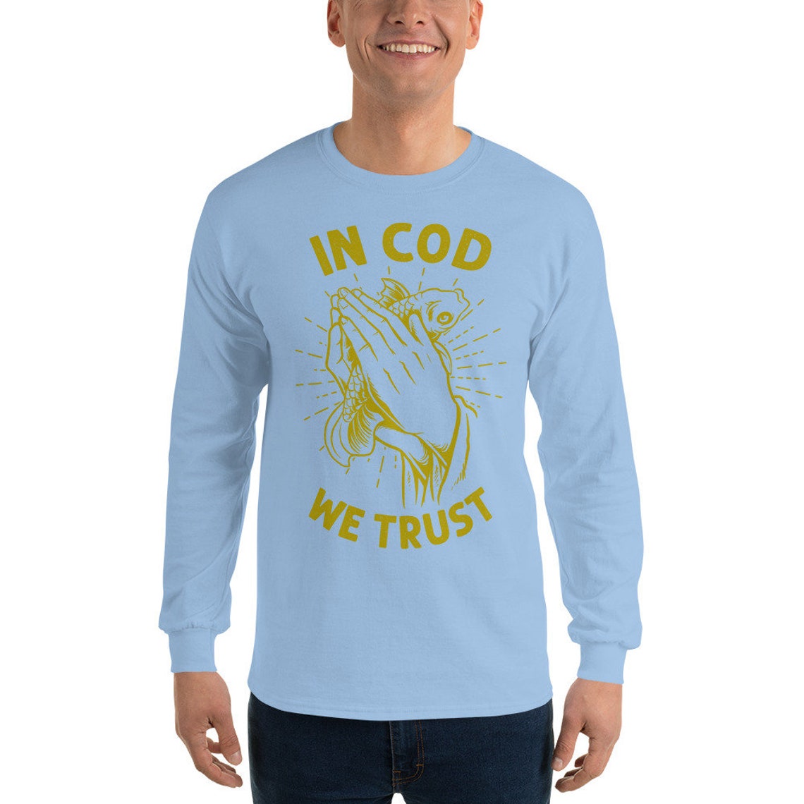 Funny in Cod We Trust Christian Praying Hands Religious Parody - Etsy