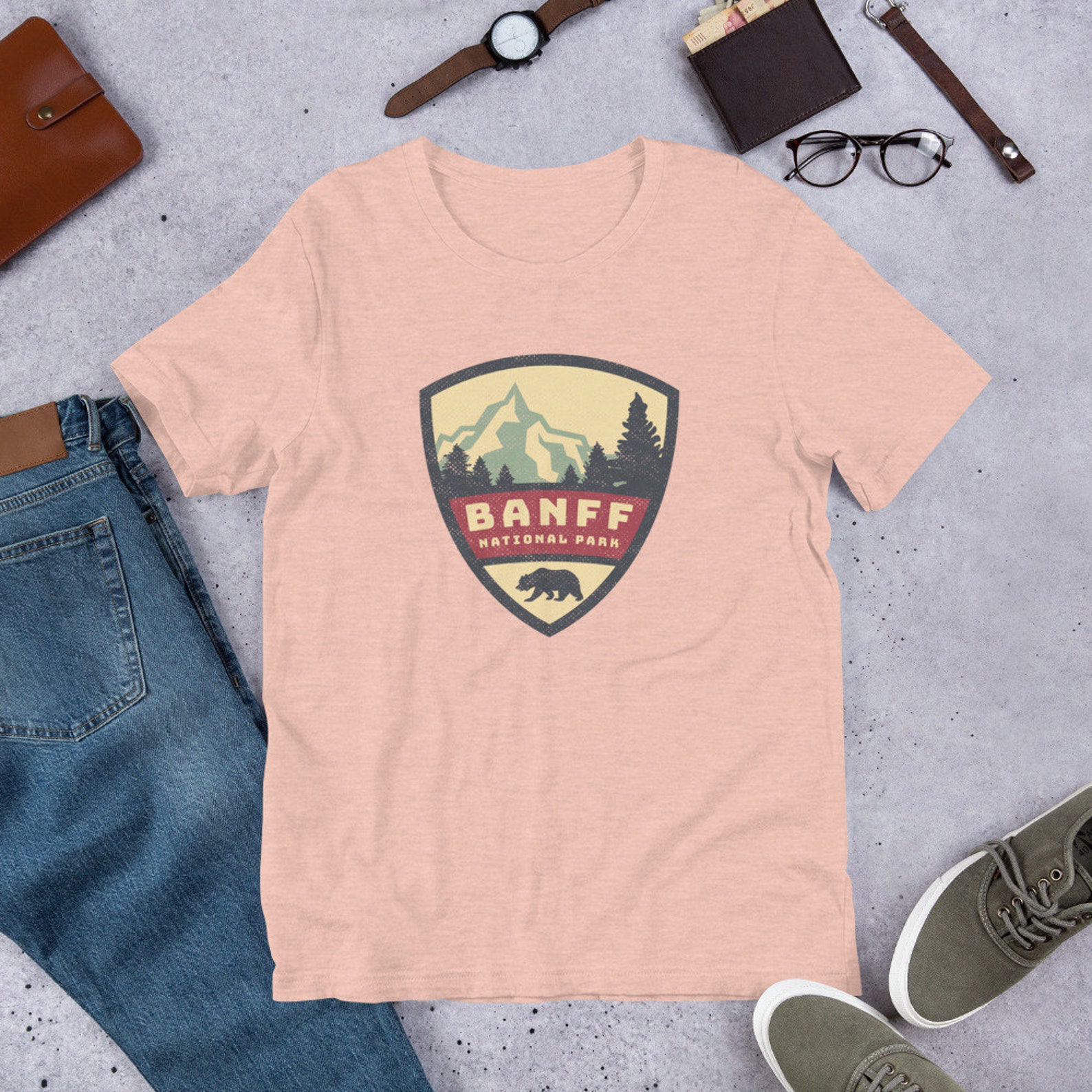 Vintage Sticker Style Canadian Banff National Park Souvenir Shirt ...