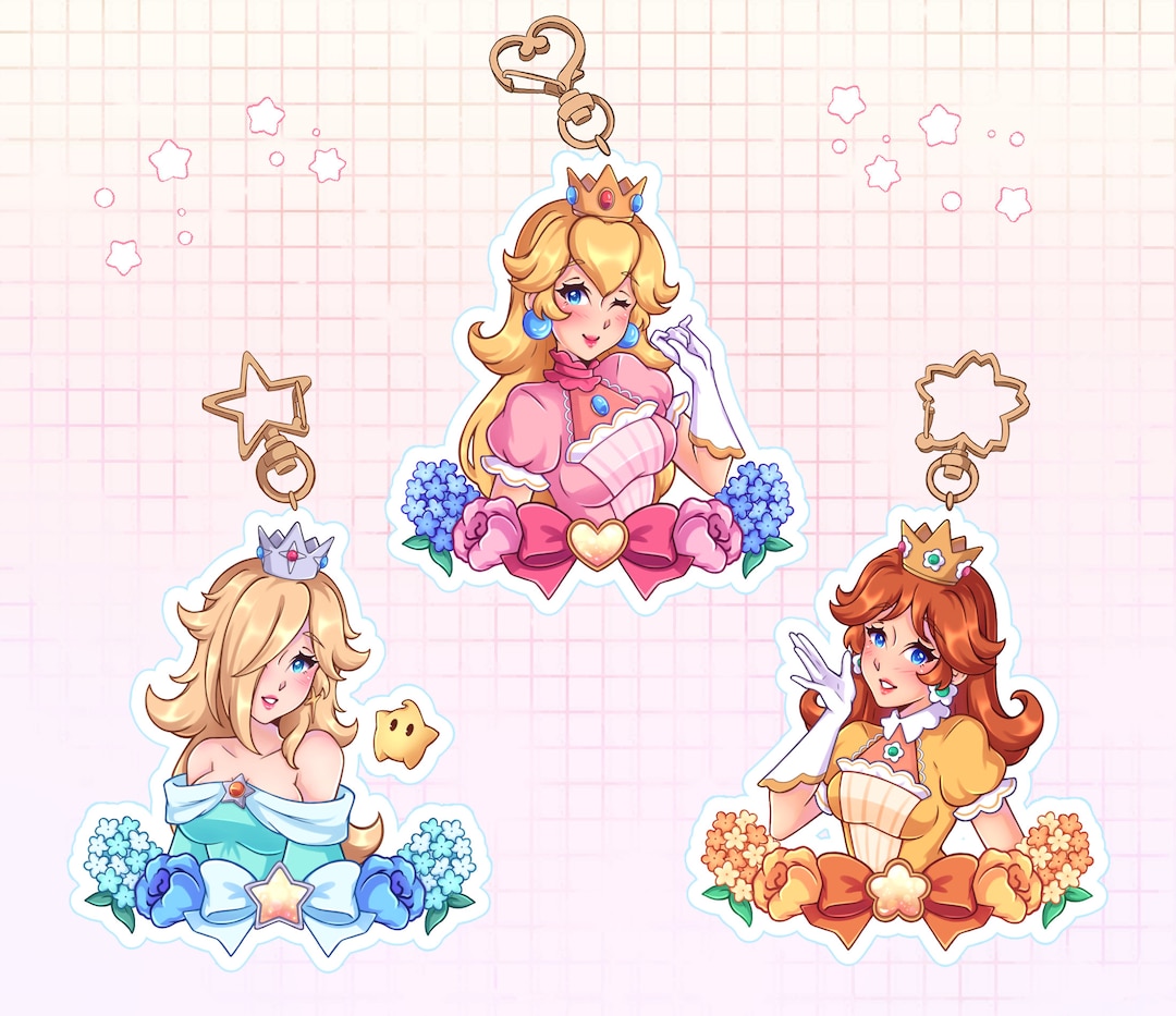 Princesses V3 - Acrylic Charms - Peach, Daisy, Rosalina - Cute Gaming ...